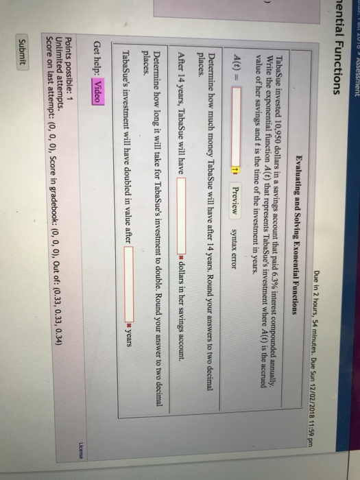 Solved nt ential Functions Due in 2 hours, 54 minutes. Due | Chegg.com