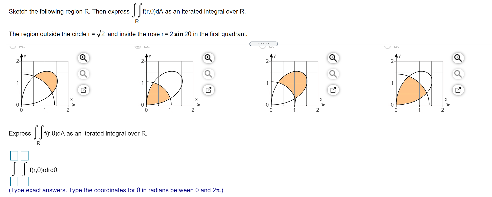 Solved Sketch the following region R. Then express S ſro | Chegg.com