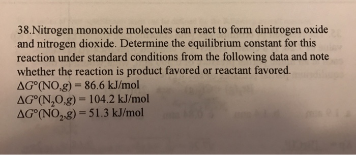 Solved Nitrogen monoxide molecules can react to form | Chegg.com