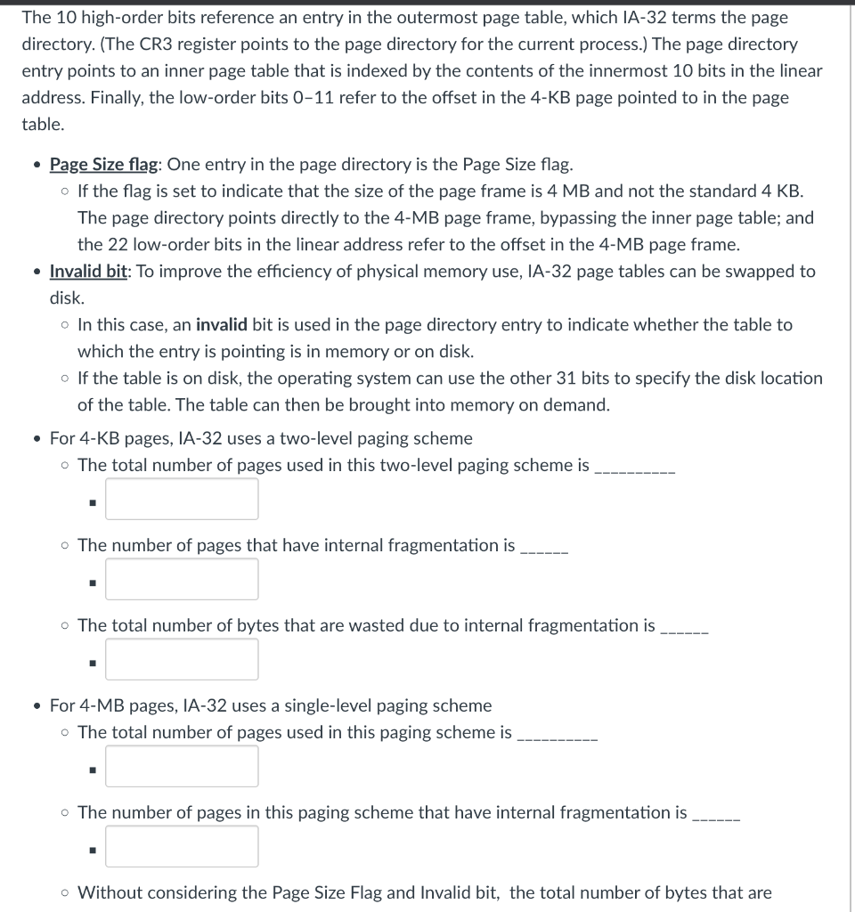 Solved The IA-32 architecture allows a page size of either 4 | Chegg.com