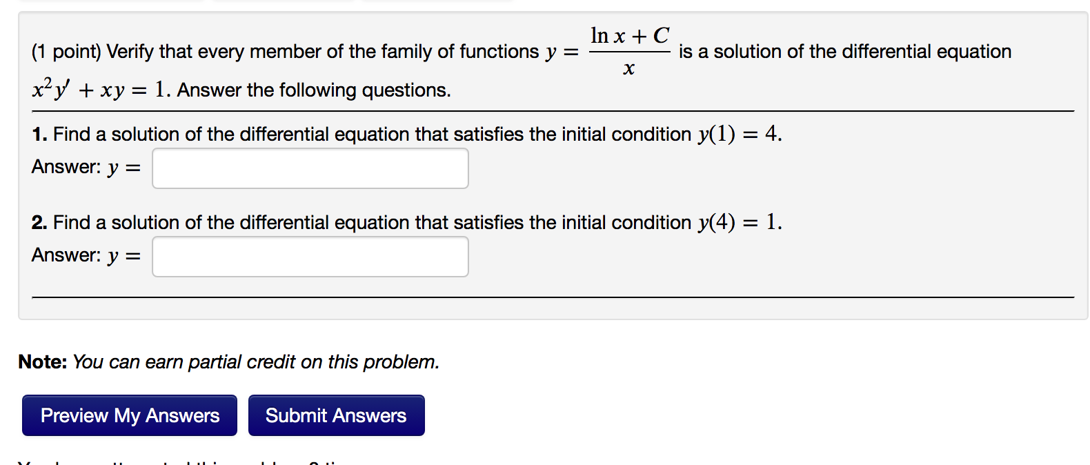 Solved (1 point) Verify that every member of the family of | Chegg.com