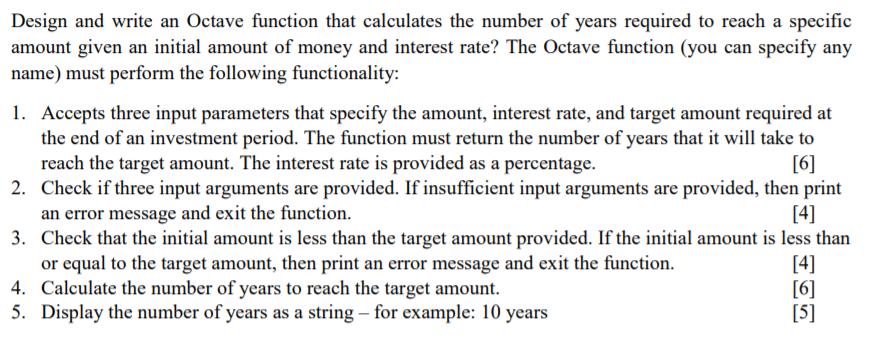 Solved Design and write an Octave function that calculates | Chegg.com