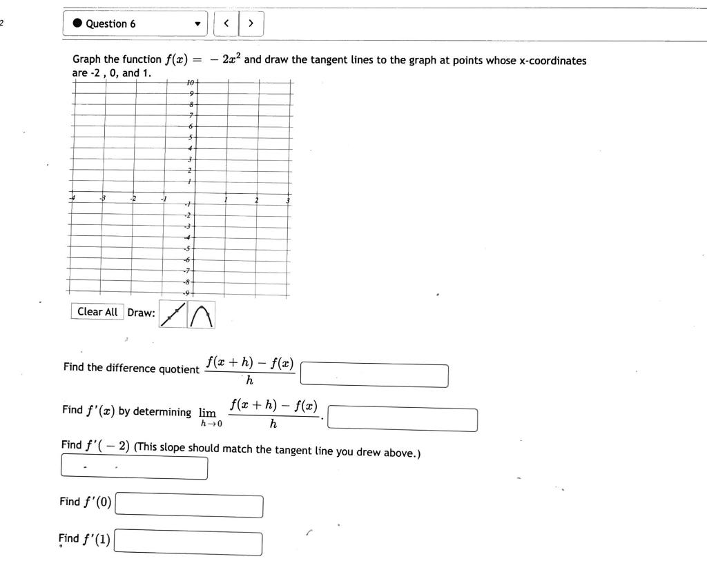 Solved 2 Question 6 = - 2x2 and draw the tangent lines | Chegg.com