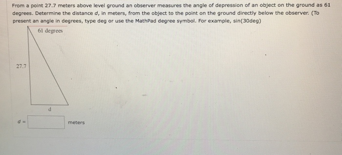 Solved From a point 27.7 meters above level ground an | Chegg.com