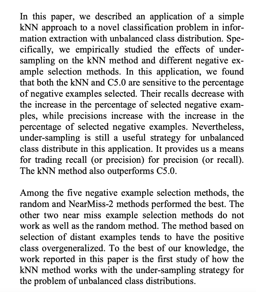 Solved share your point of view to the kNN Approach to | Chegg.com