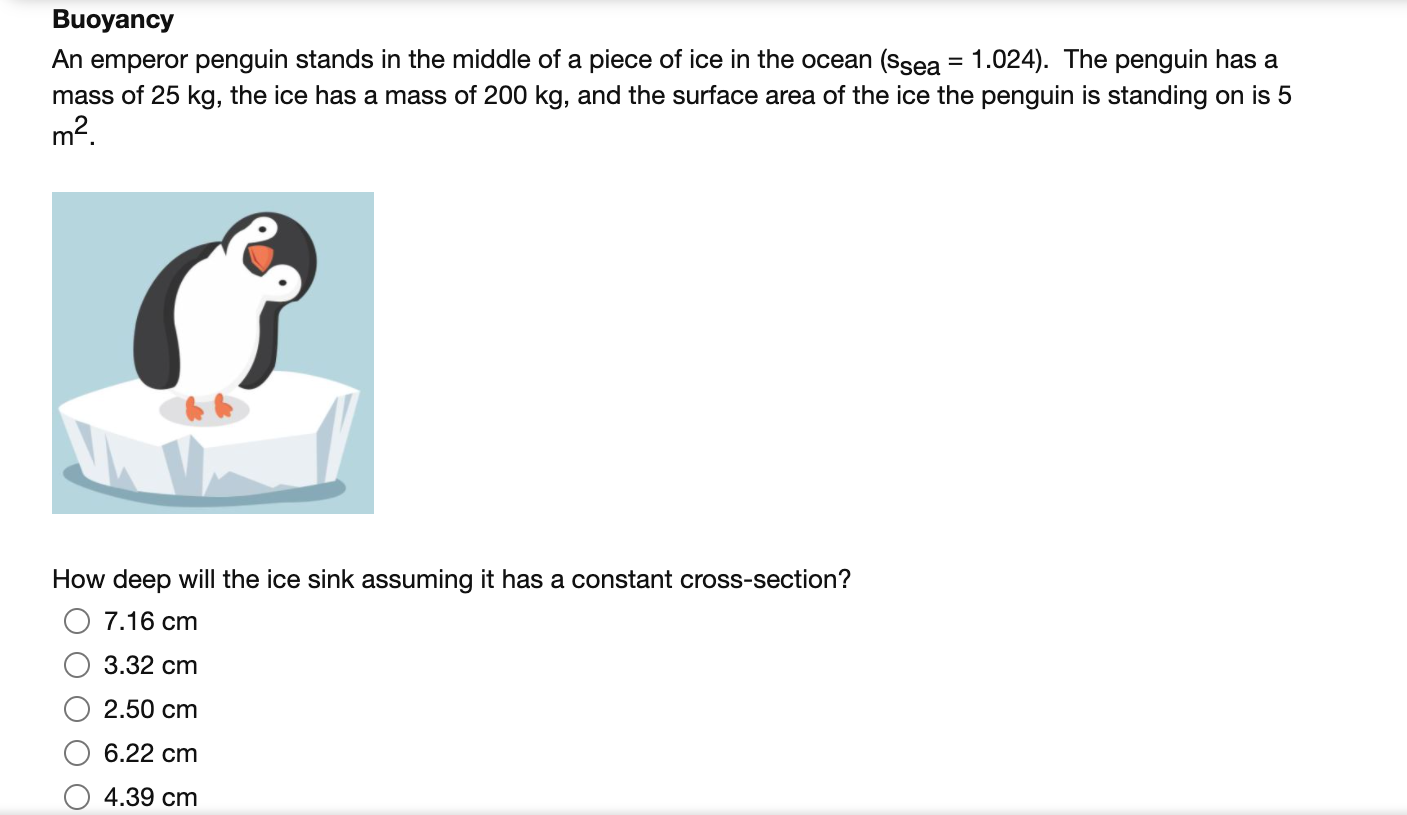 Solved Buoyancy An emperor penguin stands in the middle of a | Chegg.com