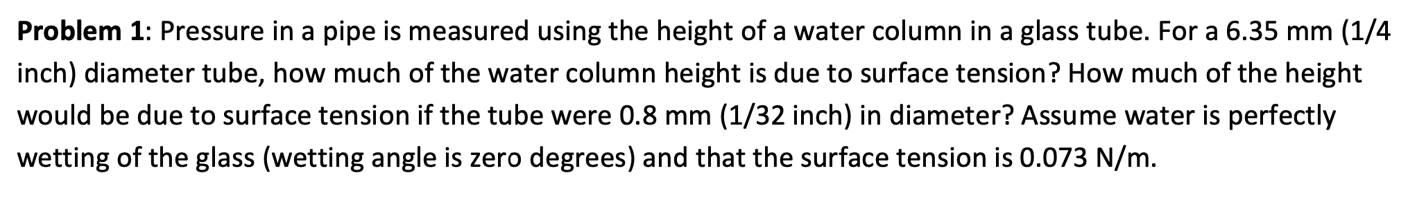 Solved Problem 1: Pressure in a pipe is measured using the | Chegg.com
