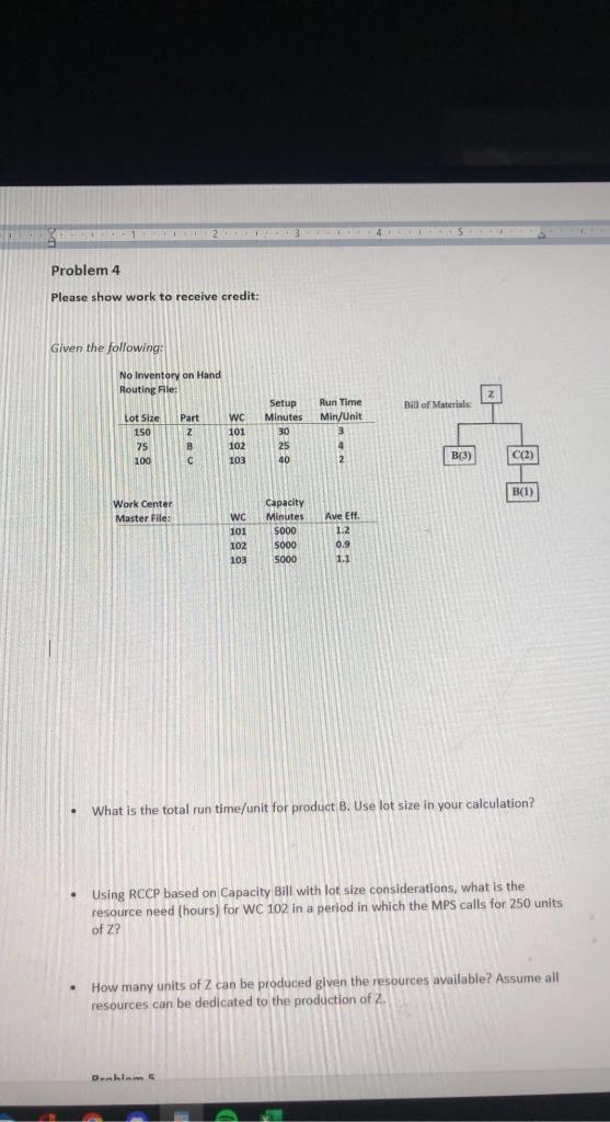 Problem 4 Please show work to receive credit: Given | Chegg.com