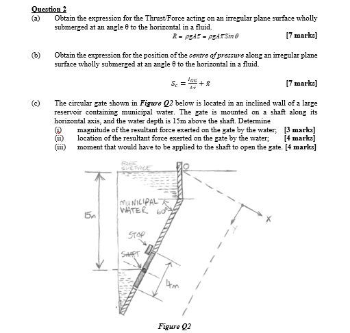 Solved Question 2 (a) Obtain the expression for the | Chegg.com