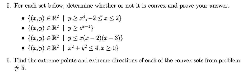 Solved 5. For each set below, determine whether or not it is | Chegg.com