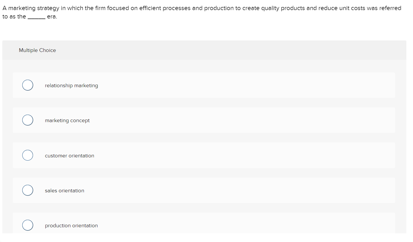 Solved A marketing strategy in which the firm focused on | Chegg.com