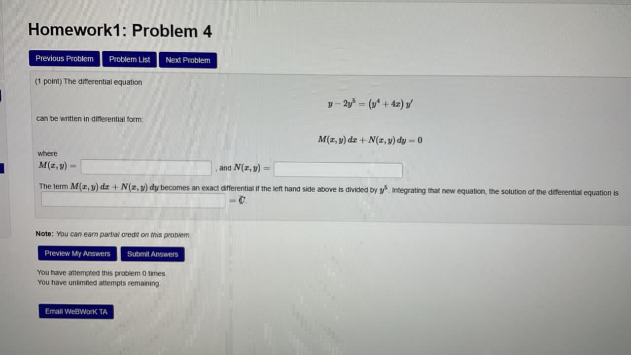 Solved Homework1: Problem 4 Previous Problem Problem List | Chegg.com