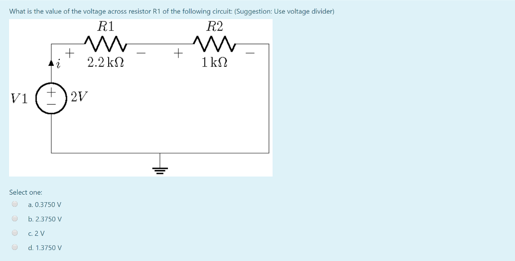 Solved What is the value of the voltage across resistor R1 | Chegg.com