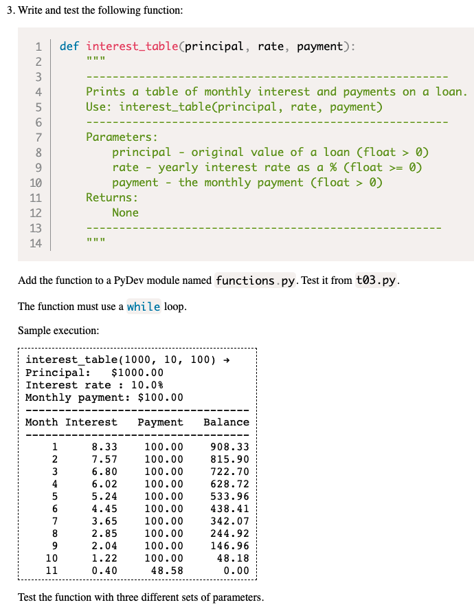 Solved 3. Write and test the following function: def | Chegg.com