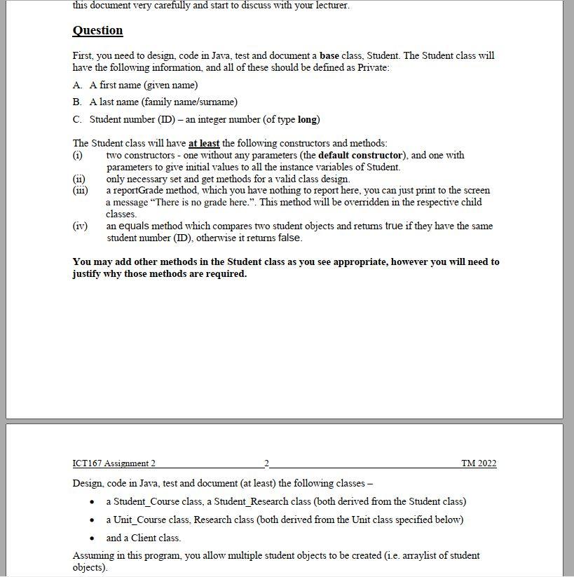 Solved Question First, you need to design, code in Java, | Chegg.com