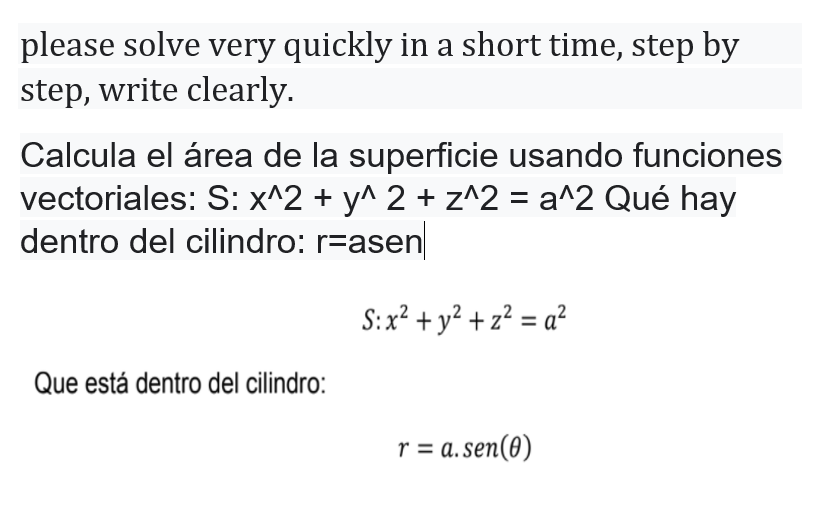 Solved Calculate surface area using vector functions: S: x^2 | Chegg.com
