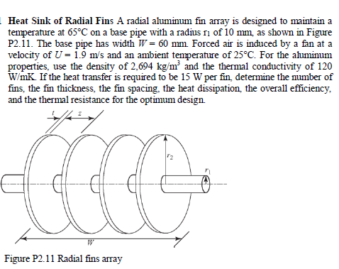 Solved Heat Sink of Radial Fins A radial aluminum fin array | Chegg.com