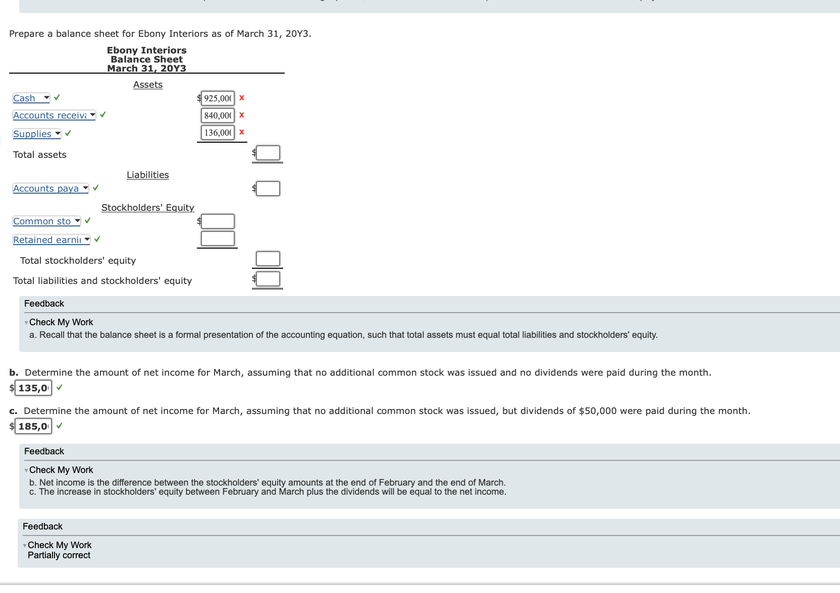 Prepare a balance sheet for Ebony Interiors as of | Chegg.com