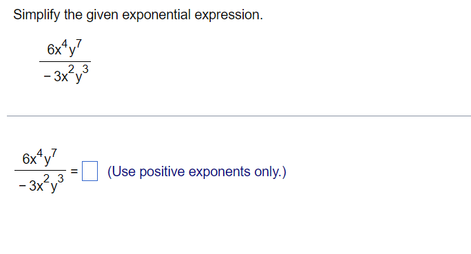 Solved Simplify the given exponential expression. | Chegg.com