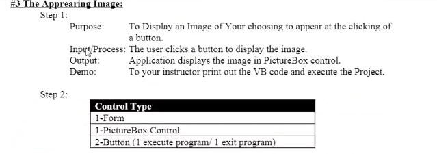 Solved #3 The Apprearing Image: Step 1: Purpose: To Display | Chegg.com