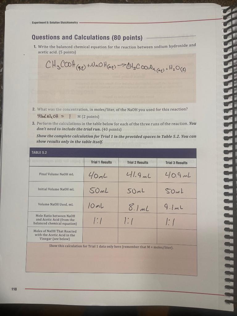 Solved Questions and Calculations ( 80 points) 1. Write the | Chegg.com