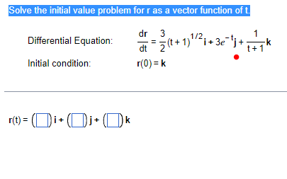 Solved Solve the initial value problem for r as a vector | Chegg.com