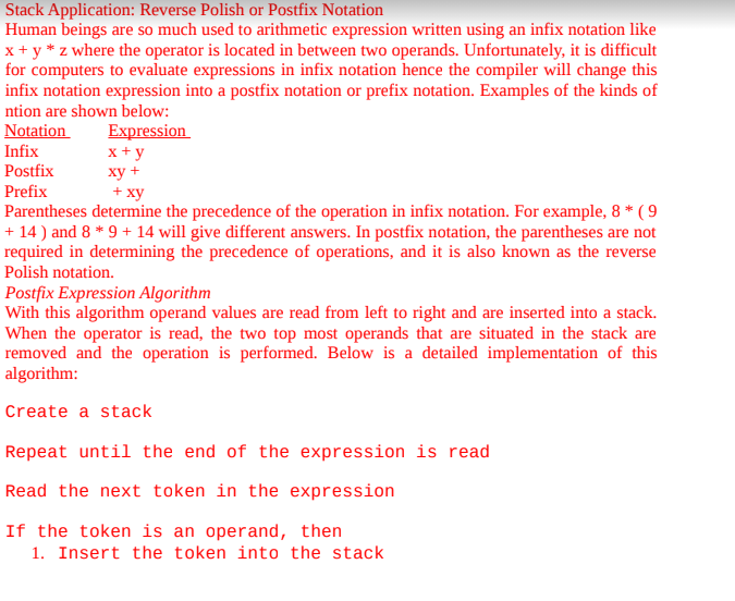 Solved ху + + Stack Application: Reverse Polish or Postfix | Chegg.com