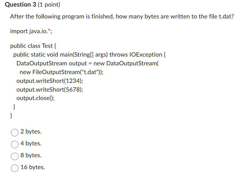 Question 3 (1 point) After the following program is | Chegg.com