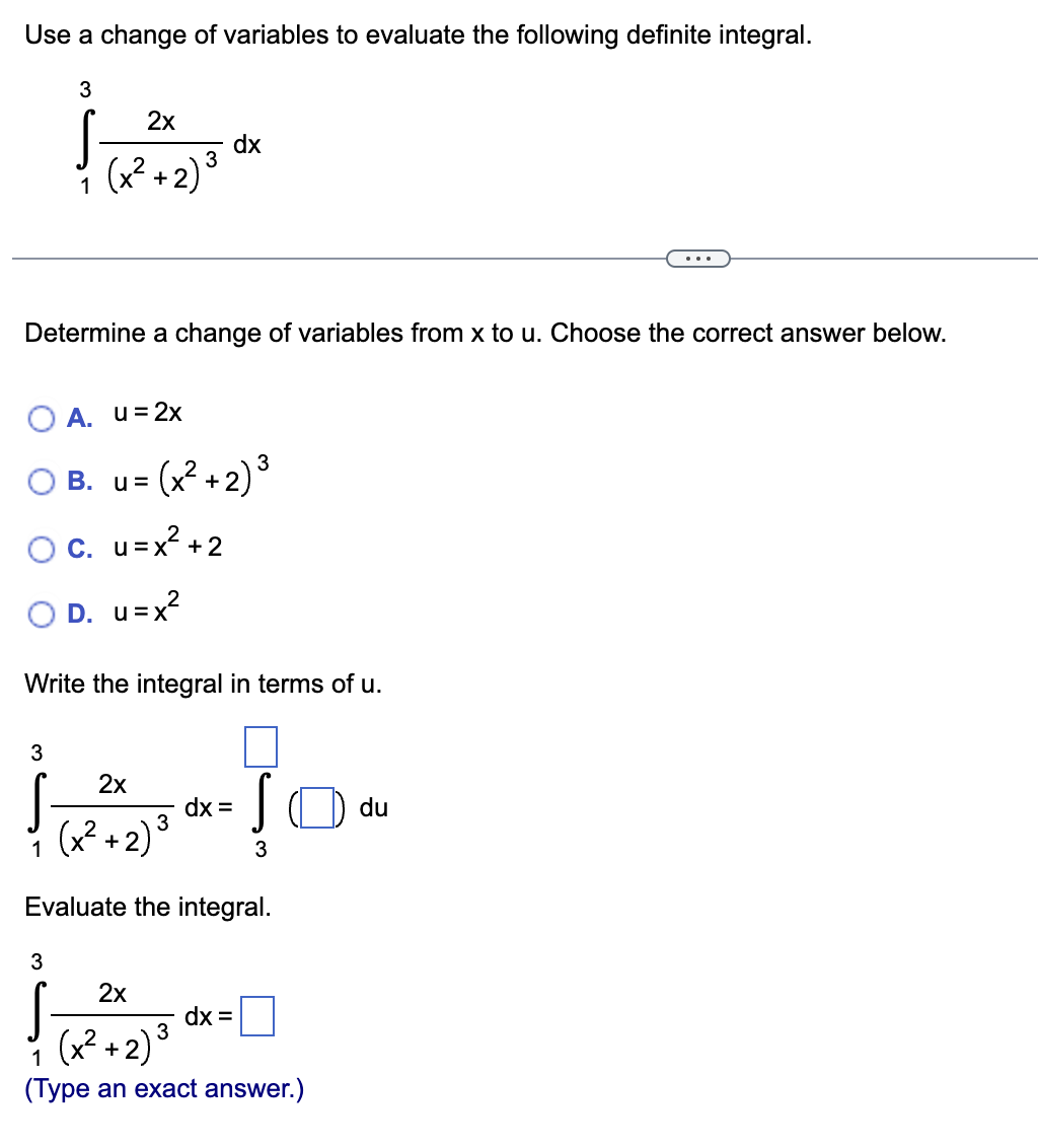 Solved Use a change of variables to evaluate the following | Chegg.com