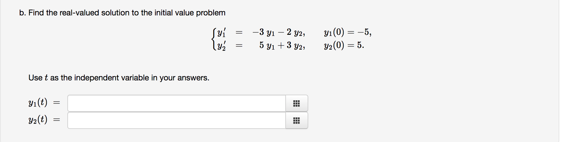 Solved b. Find the real-valued solution to the initial value | Chegg.com