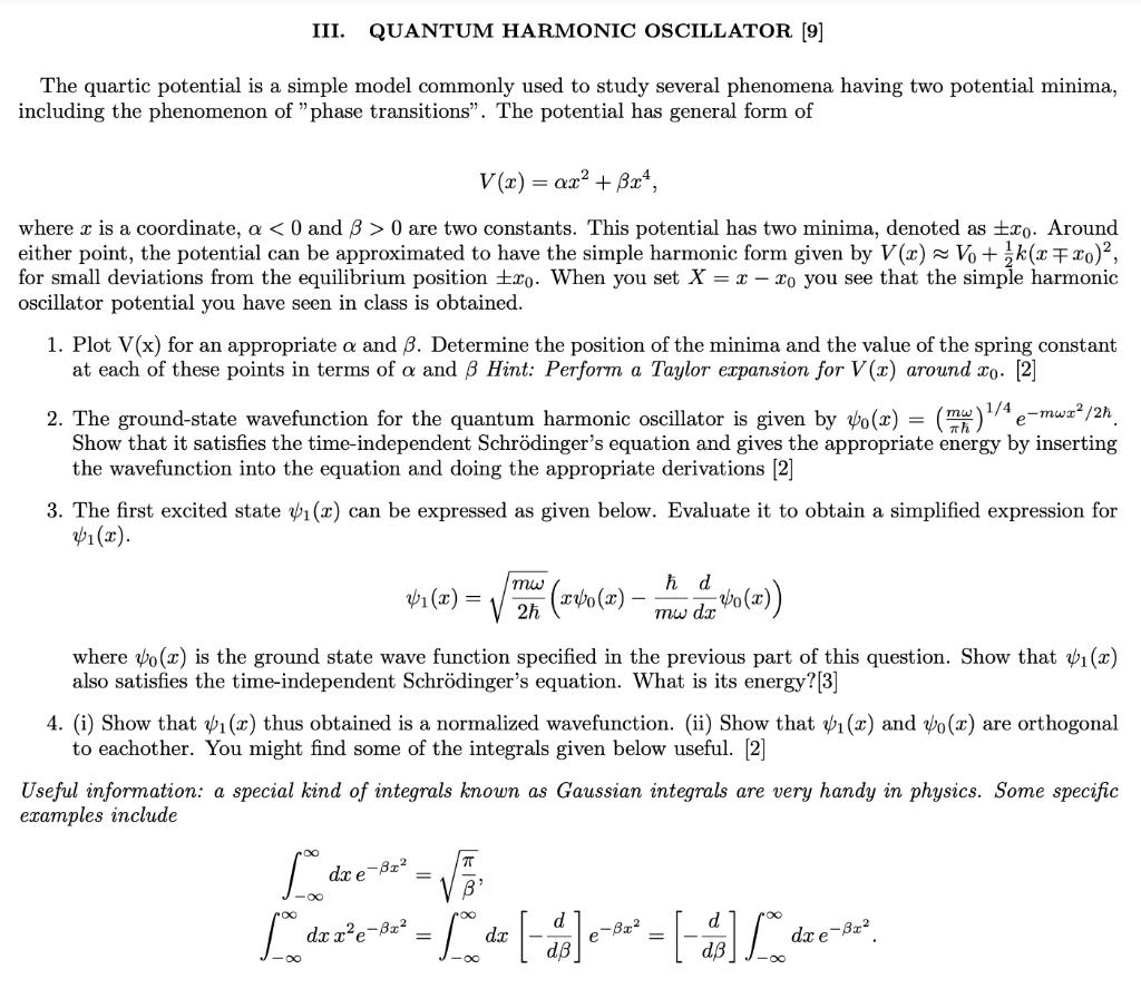 The quartic potential is a simple model commonly used | Chegg.com