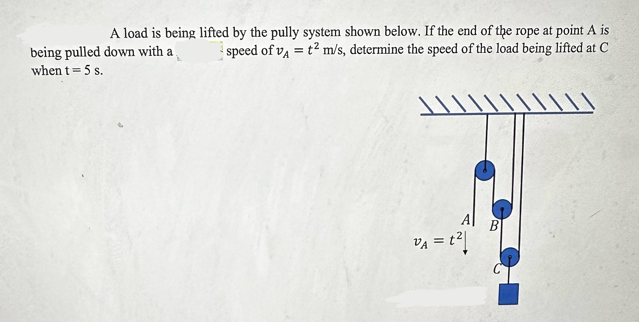 Solved A load is being lifted by the pully system shown | Chegg.com