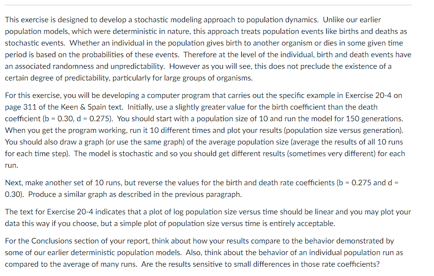 Solved This Exercise Is Designed To Develop A Stochastic