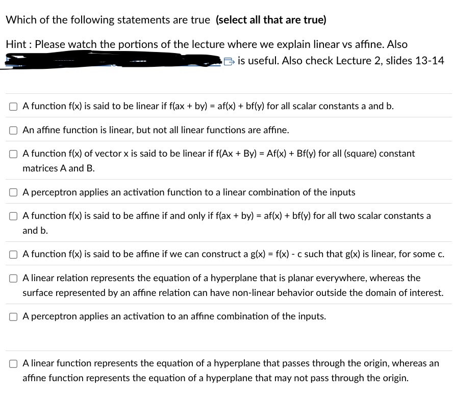 Solved Which of the following statements are true (select | Chegg.com