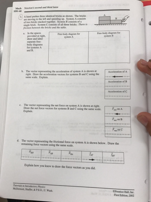 Solved NEWTON'S SECOND AND THIRD LAWS Name HW-37 A block | Chegg.com
