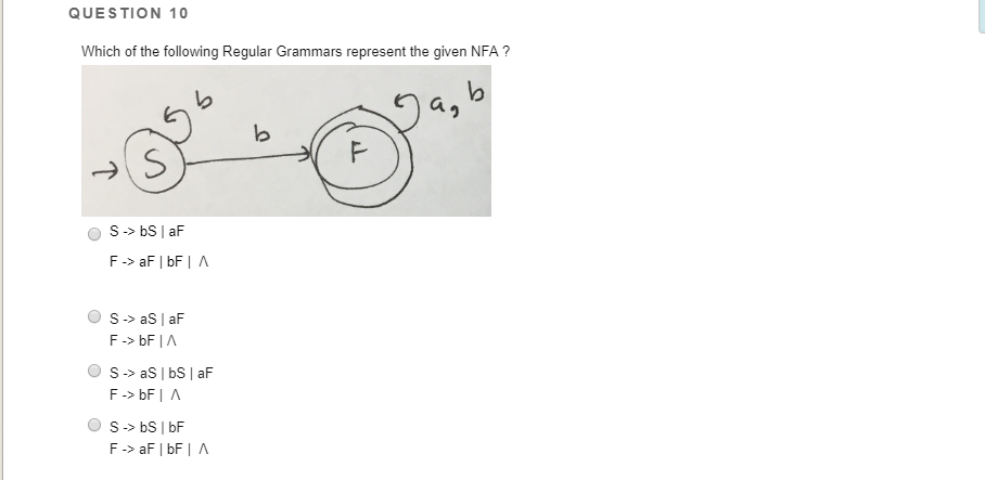 Solved QUESTION 10 Which of the following Regular Grammars | Chegg.com
