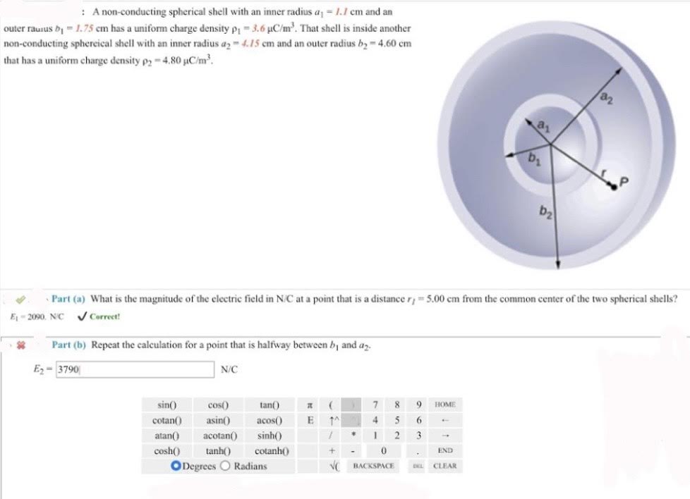 Solved : A non-conducting spherical shell with an inner | Chegg.com