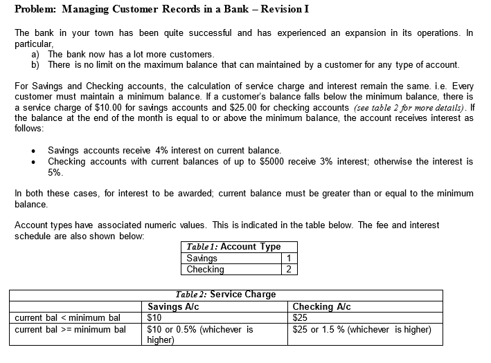 Problem: Managing Customer Records in a Bank – | Chegg.com