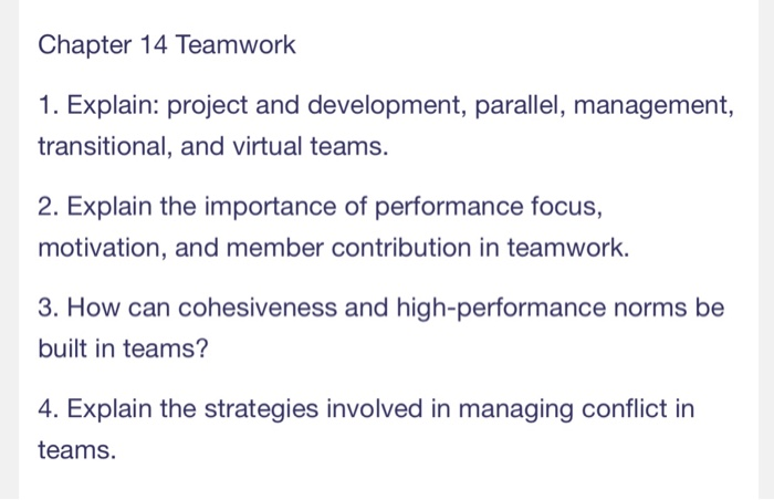 Solved Chapter 14 Teamwork 1. Explain: project and | Chegg.com
