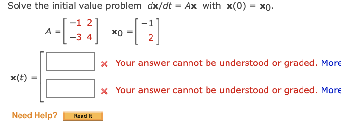 Solved Solve the initial value problem dx/dt = Ax with x(0) | Chegg.com