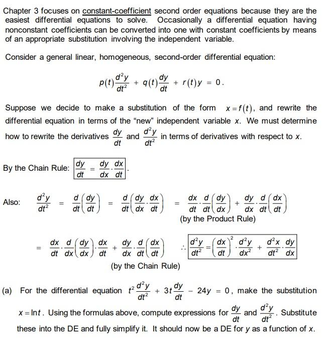 Solved Chapter 3 focuses on constant-coefficient second | Chegg.com