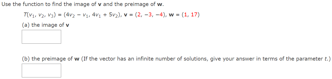 Solved Use the function to find the image of v and the | Chegg.com