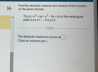 Solved Find the absolute maxima and minima of the function | Chegg.com