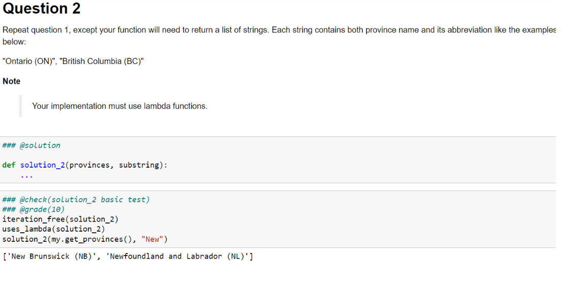 Solved Assignment using lambda functions and | Chegg.com