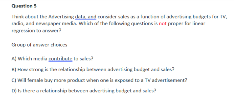 Solved Linear Regression Quiz Instructions Question 1 Simple | Chegg.com