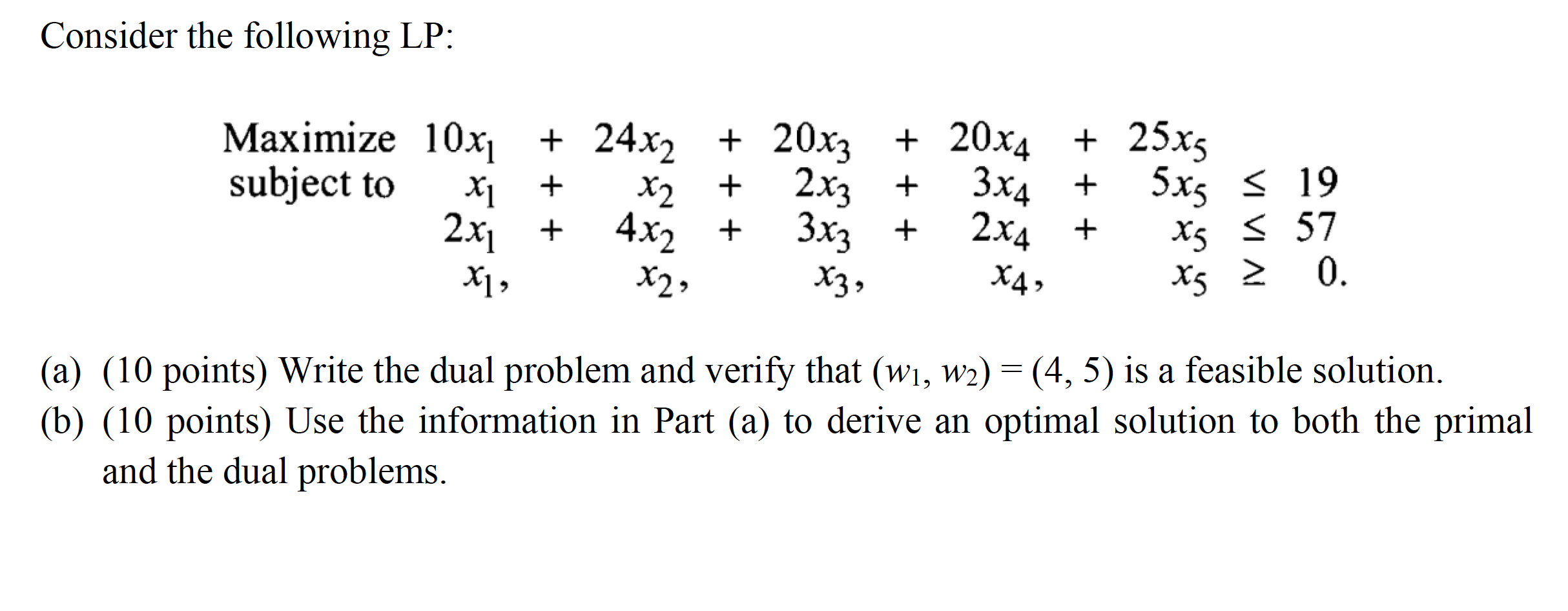Solved Consider the following LP: Maximize 10x + 24x, + 20x3 | Chegg.com