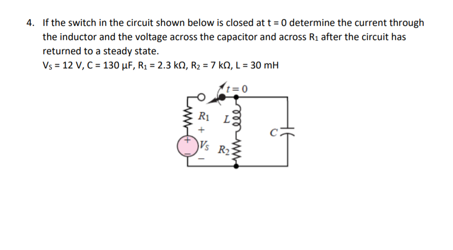 Solved 4. If the switch in the circuit shown below is closed | Chegg.com