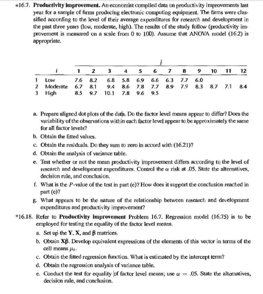 *16.7. Productivity improvement. An economist | Chegg.com
