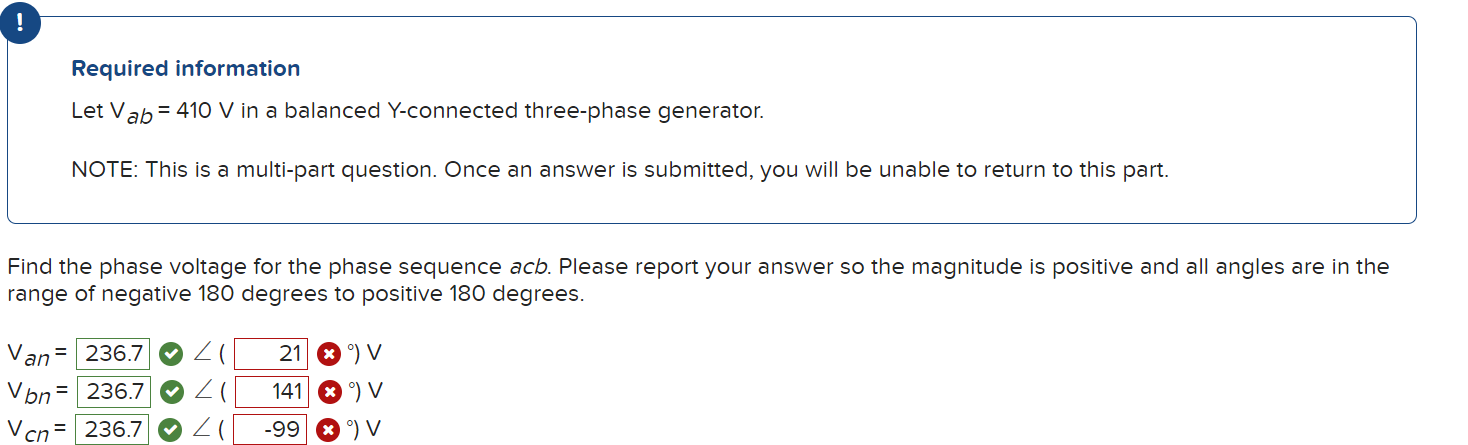 Solved !Required informationLet Vab=410V ﻿in a balanced | Chegg.com