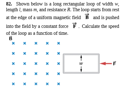 Solved 82. Shown below is a long rectangular loop of width | Chegg.com